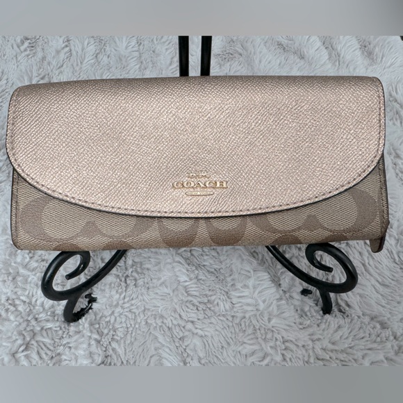 Coach | Bags | Coach Logo Wallet With Rose Gold Accent | Poshmark